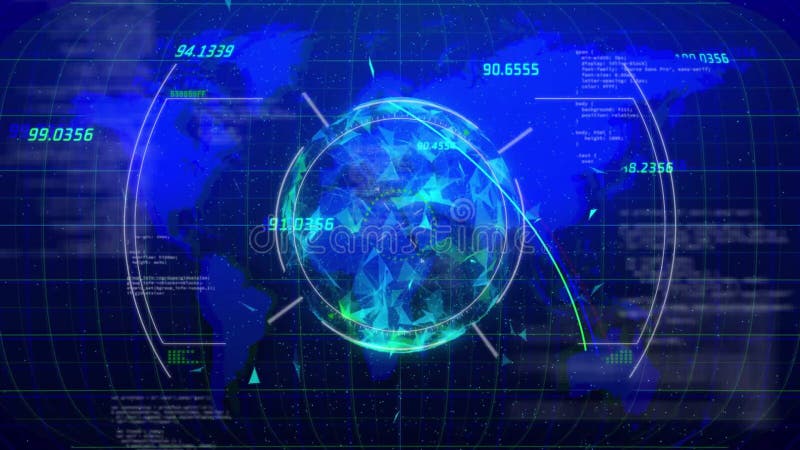 Global Data Visualization Animation Over World Map With Numerical Data