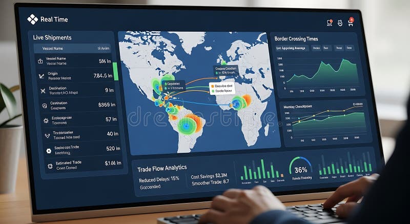 Global Data Visualization Dashboard Showing Real Time Analytics and Interactive World Map ...