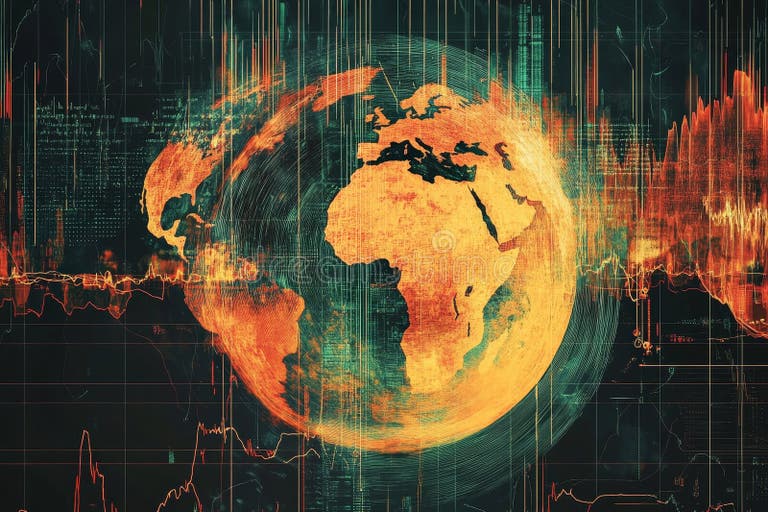 Global Data Visualization with Earth and Graphical Elements Stock ...