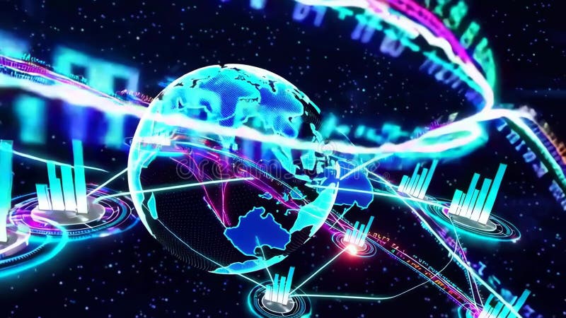 Global Data Visualization Footage with Interactive Elements and Dynamic ...