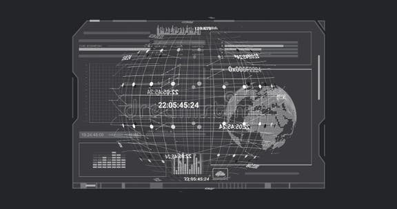 Global Data Visualization Image Over Rotating Digital World Map with ...