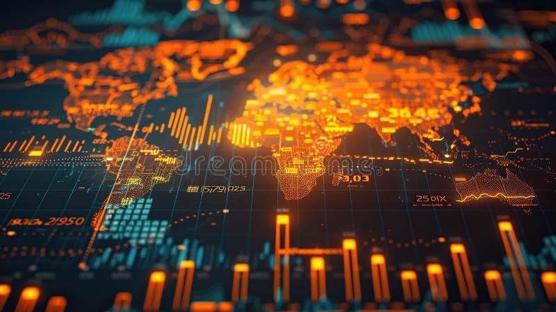 Global Data Visualization - Orange and Blue Stock Illustration ...