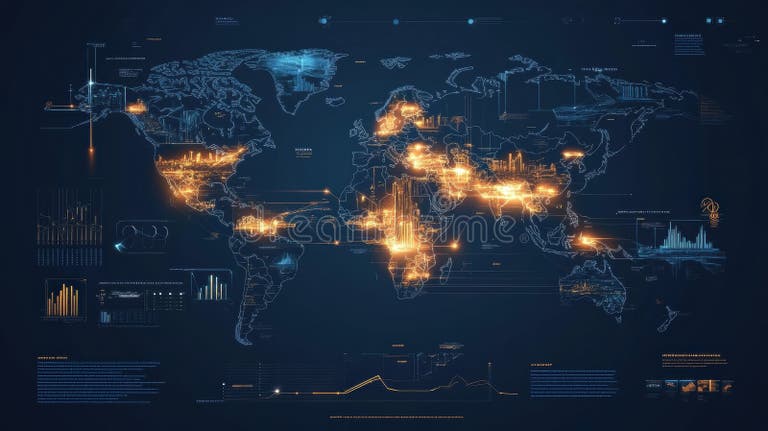 Global Data Visualization Showcasing Interconnected Regions and ...