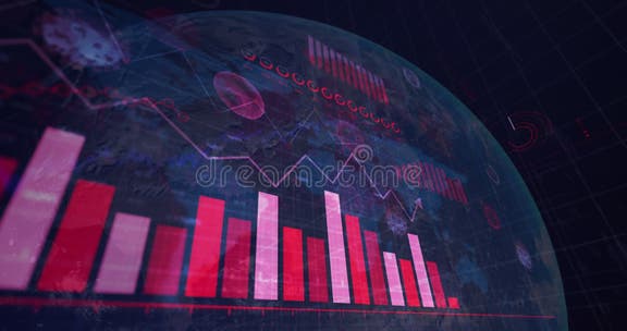 Global Data Visualization Showing Fluctuating Graphs and Charts on ...
