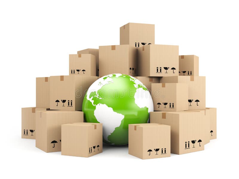 Global Delivery. Heap of Cardboard Boxes Stock Illustration ...
