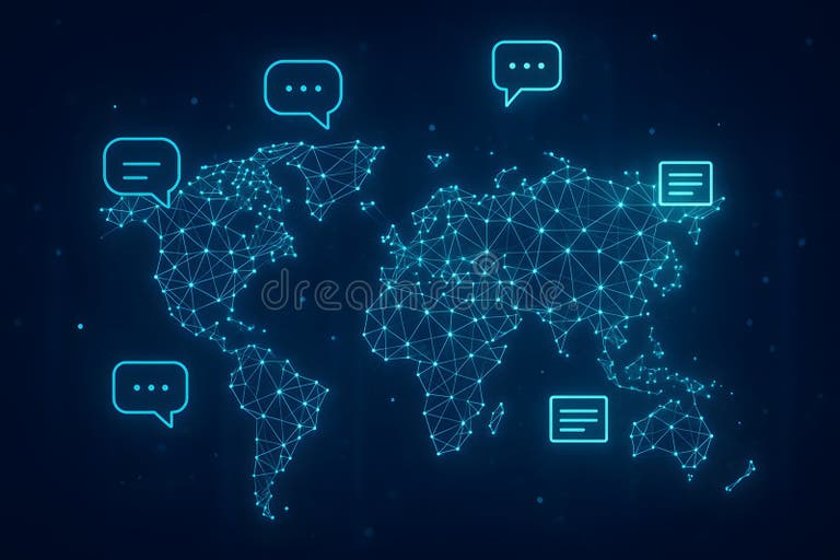 Global Digital Communication Network – Abstract Data Connectivity ...