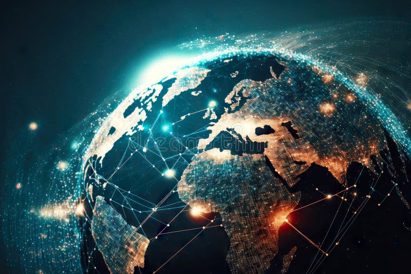 Global Digital Connections with Business Technology, Double Exposure ...