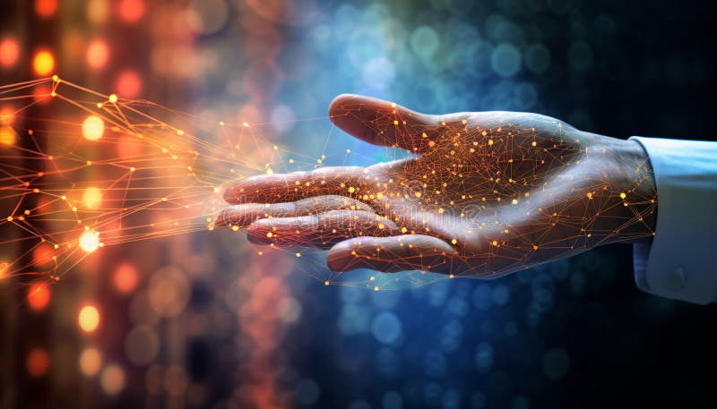 Global Digital Connections with Technology. Magical Hand Conceptual ...