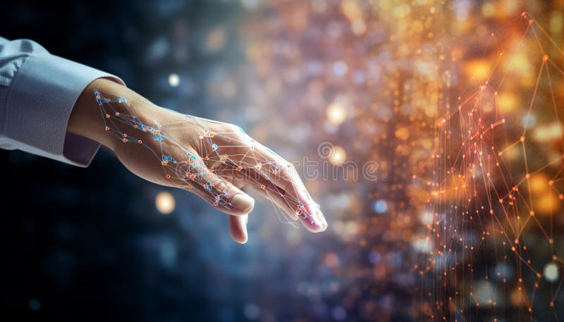Global Digital Connections with Technology. Magical Hand Conceptual ...
