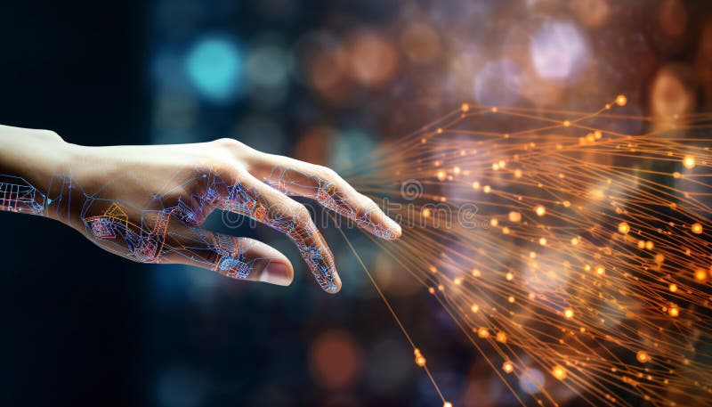 Global Digital Connections with Technology. Magical Hand Conceptual ...