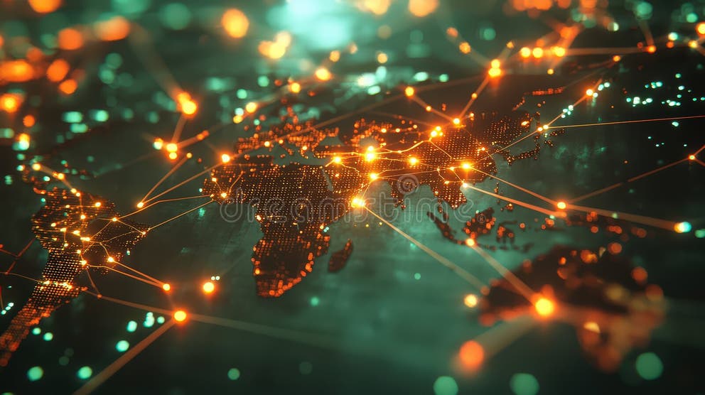 Global Digital Connectivity Interactive World Map Visualization Technology Data Environment ...