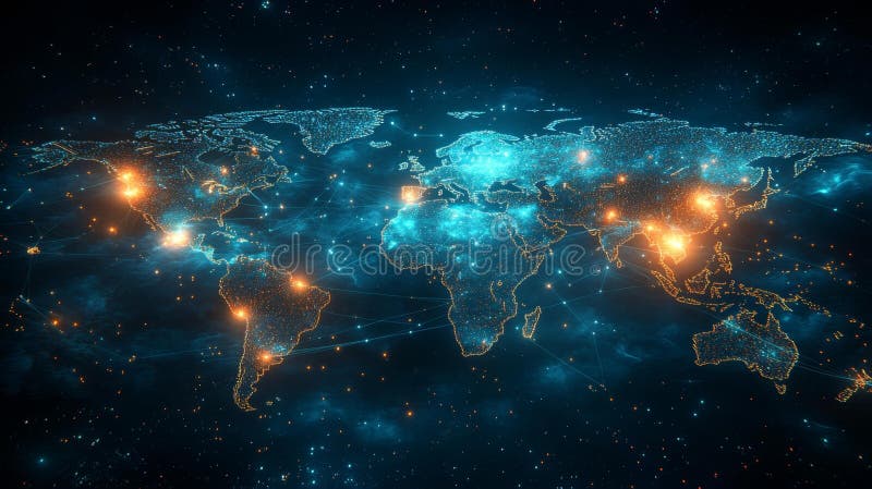 Global Digital Connectivity Map - Generative Ai Stock Illustration ...