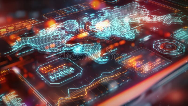 Global Digital Display, Showing World Map with Data Analysis Stock Video - Video of abstract ...