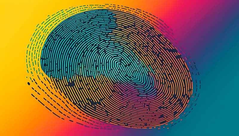 Global Digital Fingerprint with Vibrant Gradient Background Stock ...