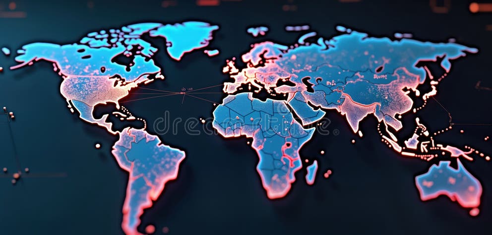 Global Digital Map Visualization Shows Worldwide Tech Connections ...