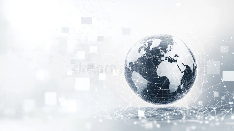 Global Digital Network Illustration. Stylized Globe with Network Lines ...