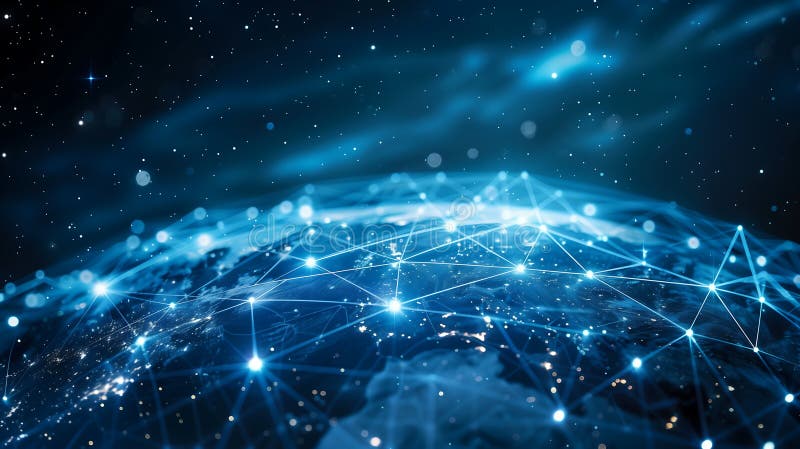 A Global Digital Network with Interconnected Data Points Glowing Across ...
