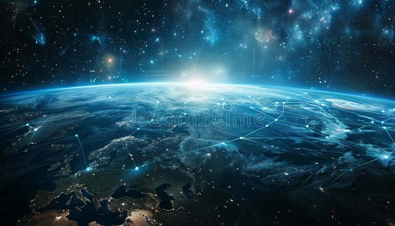 Global Digital Network Interconnecting. Overlaying the Planet are ...