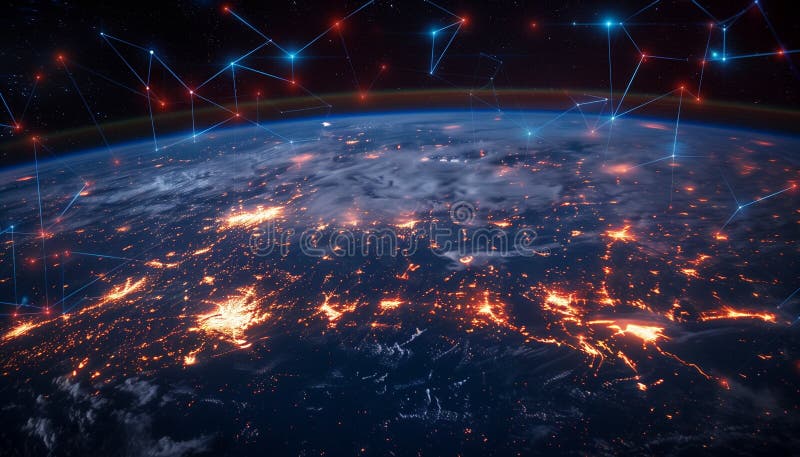 Global Digital Network Interconnecting. Overlaying the Planet are ...