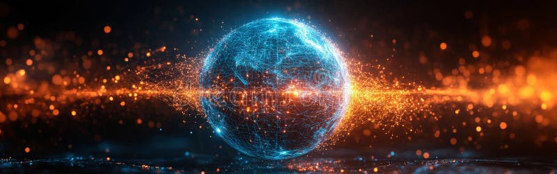 Global Digital Network with Lights Connecting Continents Stock ...