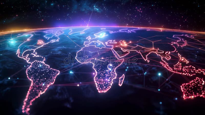 Global Digital Network Map Technology Stock Video - Video of lines ...