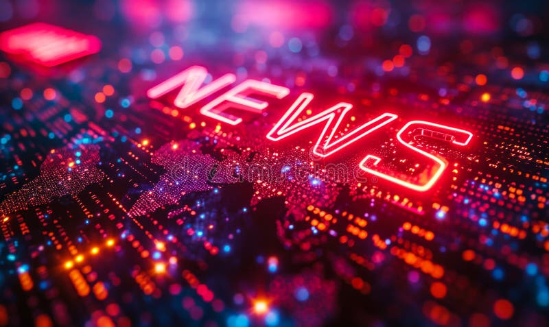 Global Digital News Concept with Bold NEWS Lettering Overlaying a ...