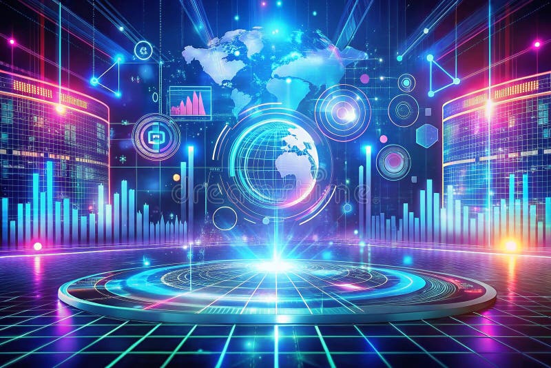 Global Digital Platform Presentation, Holographic Display Stock ...