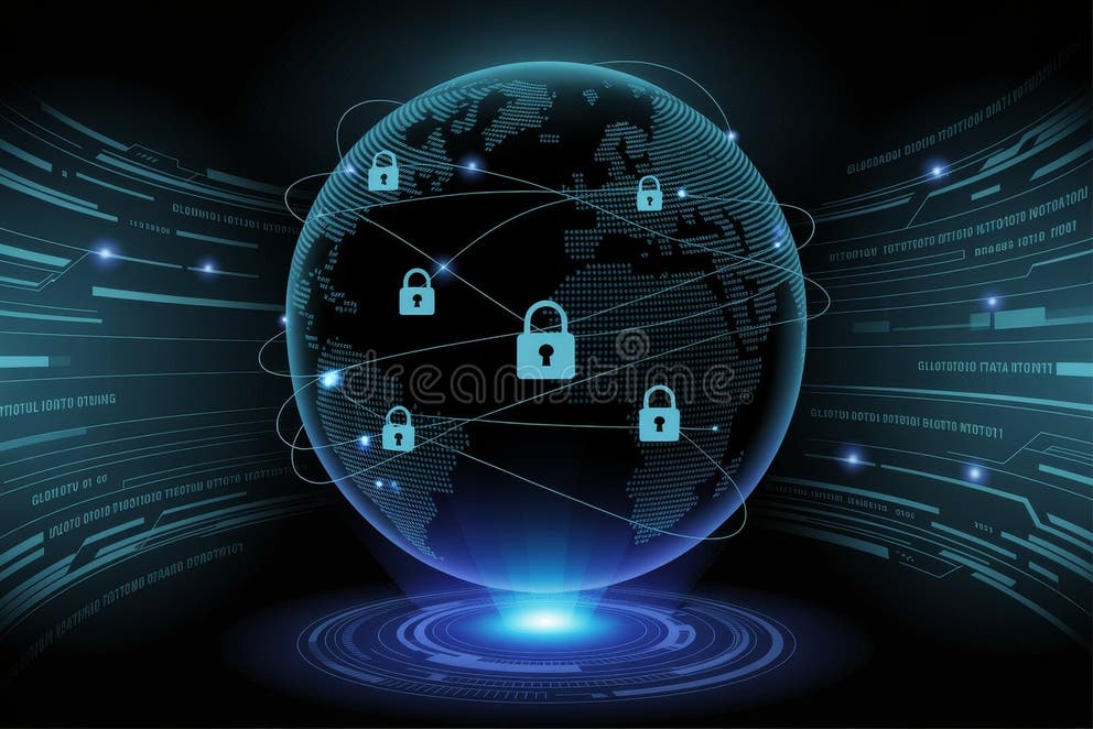 Global Digital Security Concept Illustrating Cybersecurity with ...