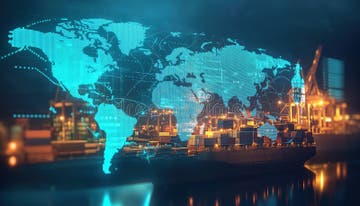 Global Distribution Network Shown on a World Map Stock Image - Image of ecommerce, economy ...