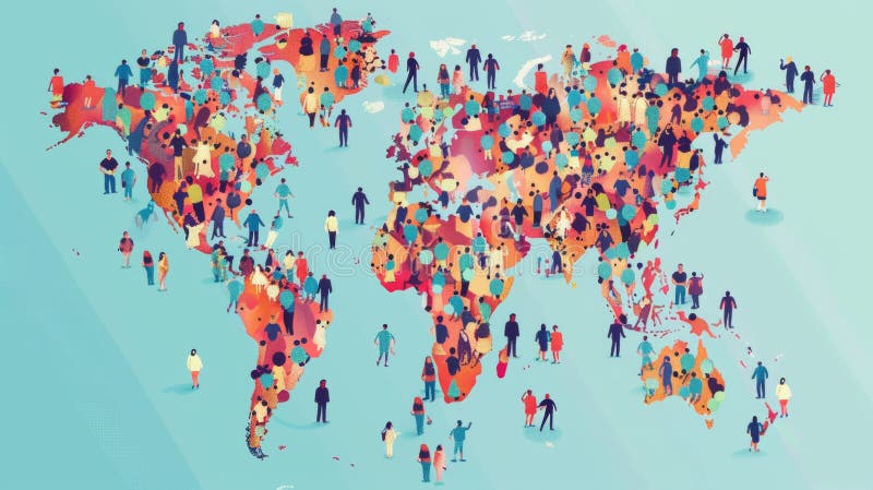 Global Diversity Map - People of Different Ethnicities Form World Map ...