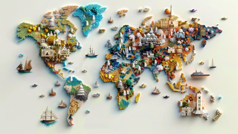 Global Diversity Map - People of Different Ethnicities Form World Map ...