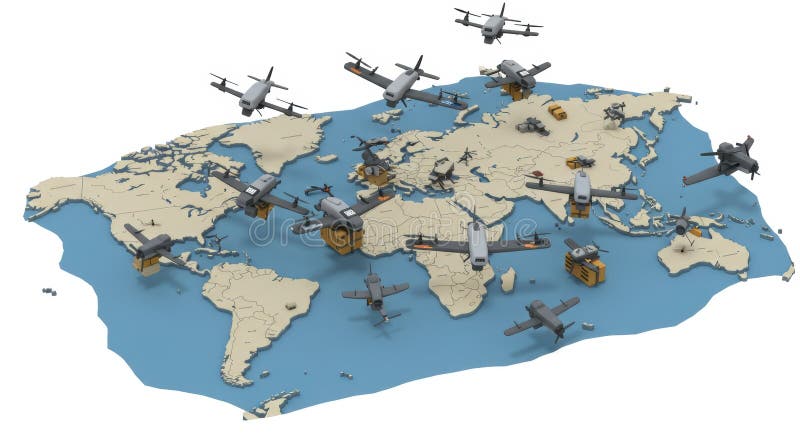 Global Drone Delivery Network Stock Illustration - Illustration of ...