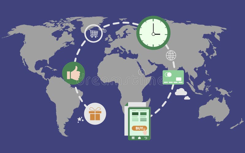 Global E-Commerce Concept Illustration Stock Vector - Illustration of ...