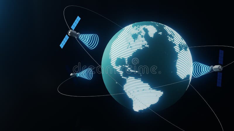 Global Earth with Artificial Satellite Concept, 3d Rendering Stock ...