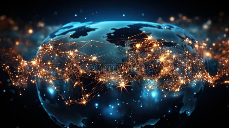 Global earth technology stock illustration. Illustration of land ...