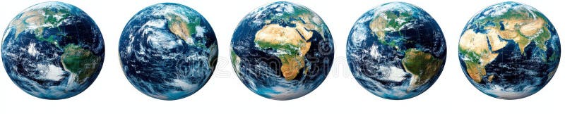 Global Earth Views Showing Continents and Oceans Stock Illustration ...