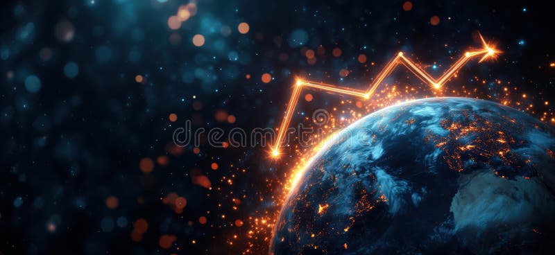 Global Economic Growth Represented by Glowing Graph Over Earth with ...