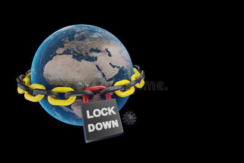 Global Economic Lockdown with Padlock and Virus Stock Image - Image of ...