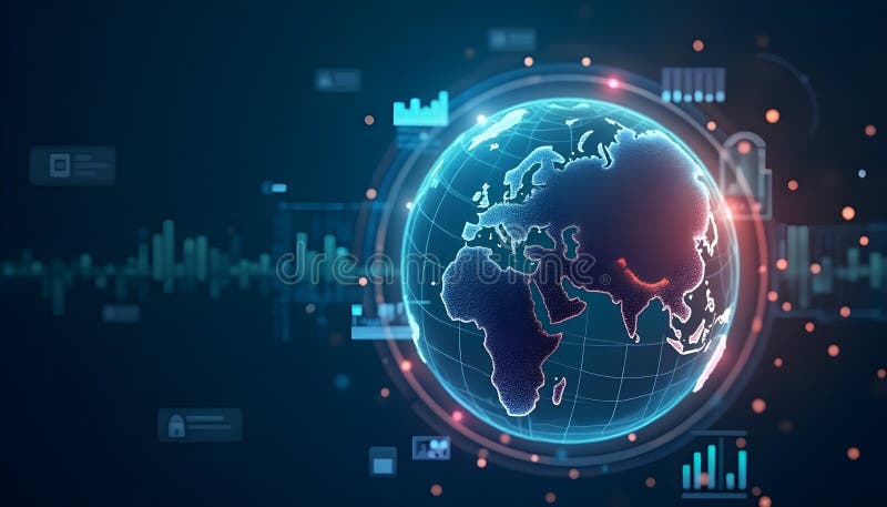 Global Economic Trends Visualization - Digital World Map with Financial ...