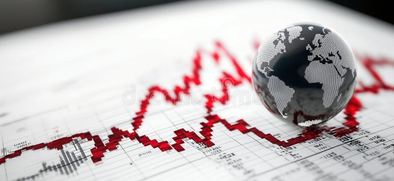 Global Economic Trends Visualization with Graphs and World Globe ...