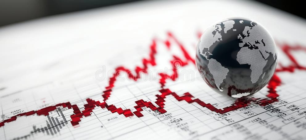 Global Economic Trends Visualization with Graphs and World Globe ...
