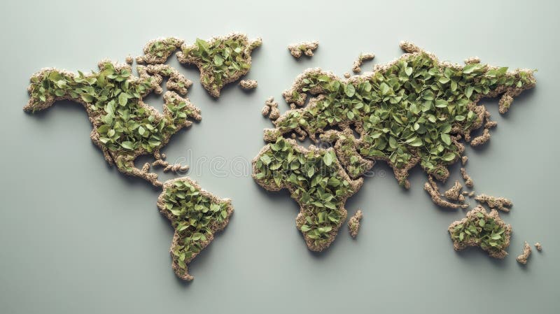 Global Ecosystem Intertwined a Leafy World Map Illustrating ...