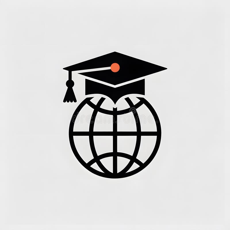Global Education Concept Vector Graduation Cap and Globe Emblem ...
