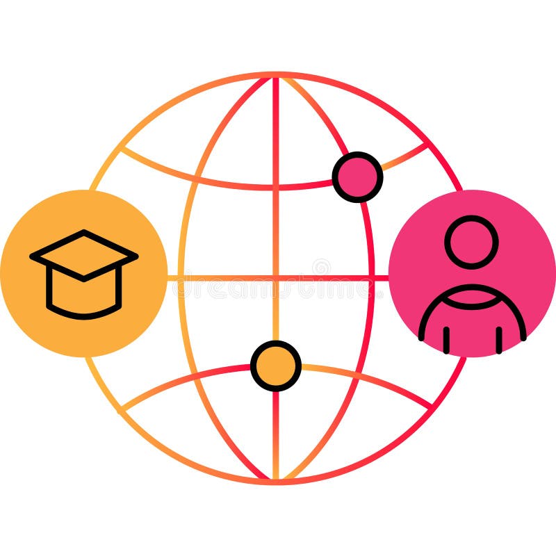 Global Education Outline Icon Vector Globe Logo Stock Illustration ...