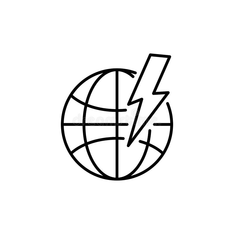 Global Energy Crisis Vector Icon. Earth and Lightning Icon on White ...