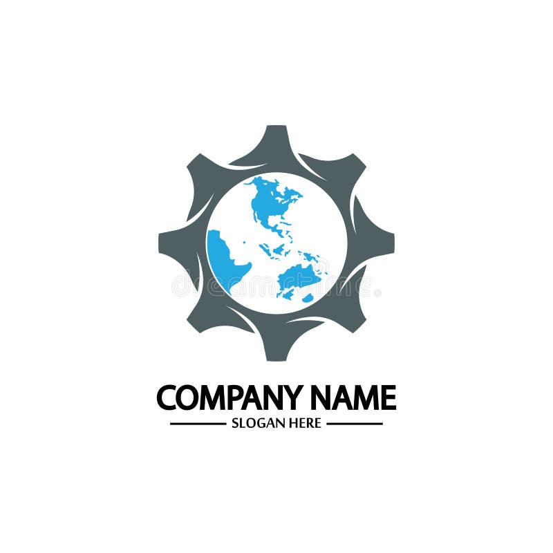 Global Engineer World Gear Logo Design Template Stock Vector ...