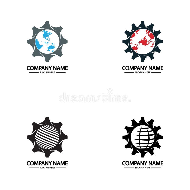 Global Engineer World Gear Logo Design Template Stock Vector ...