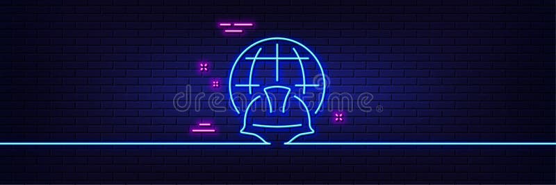 Global Engineering Line Icon. Engineer or Architect Helmet Sign. Neon ...