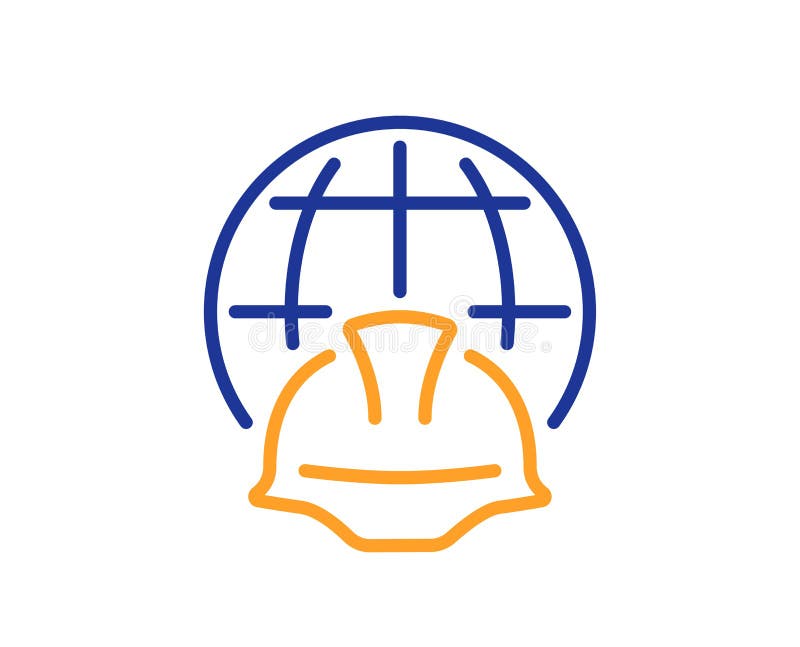 Global Engineering Icon. Engineer or Architect Helmet Sign. Vector ...