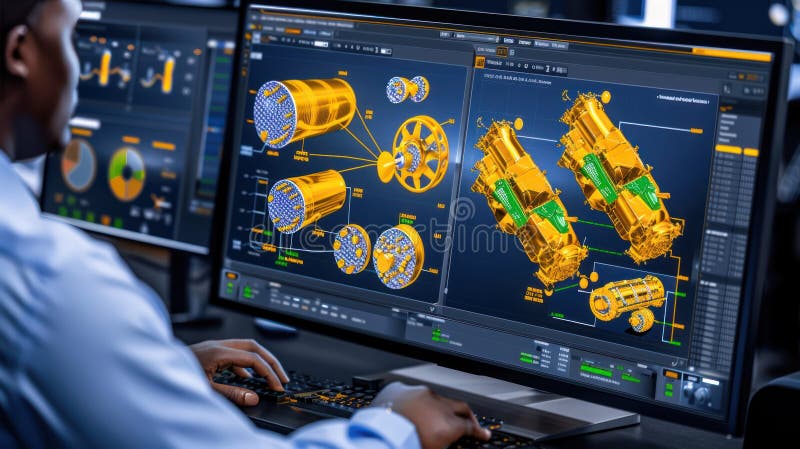Global Engineering Team Analyzing Statistical Data Stock Illustration ...